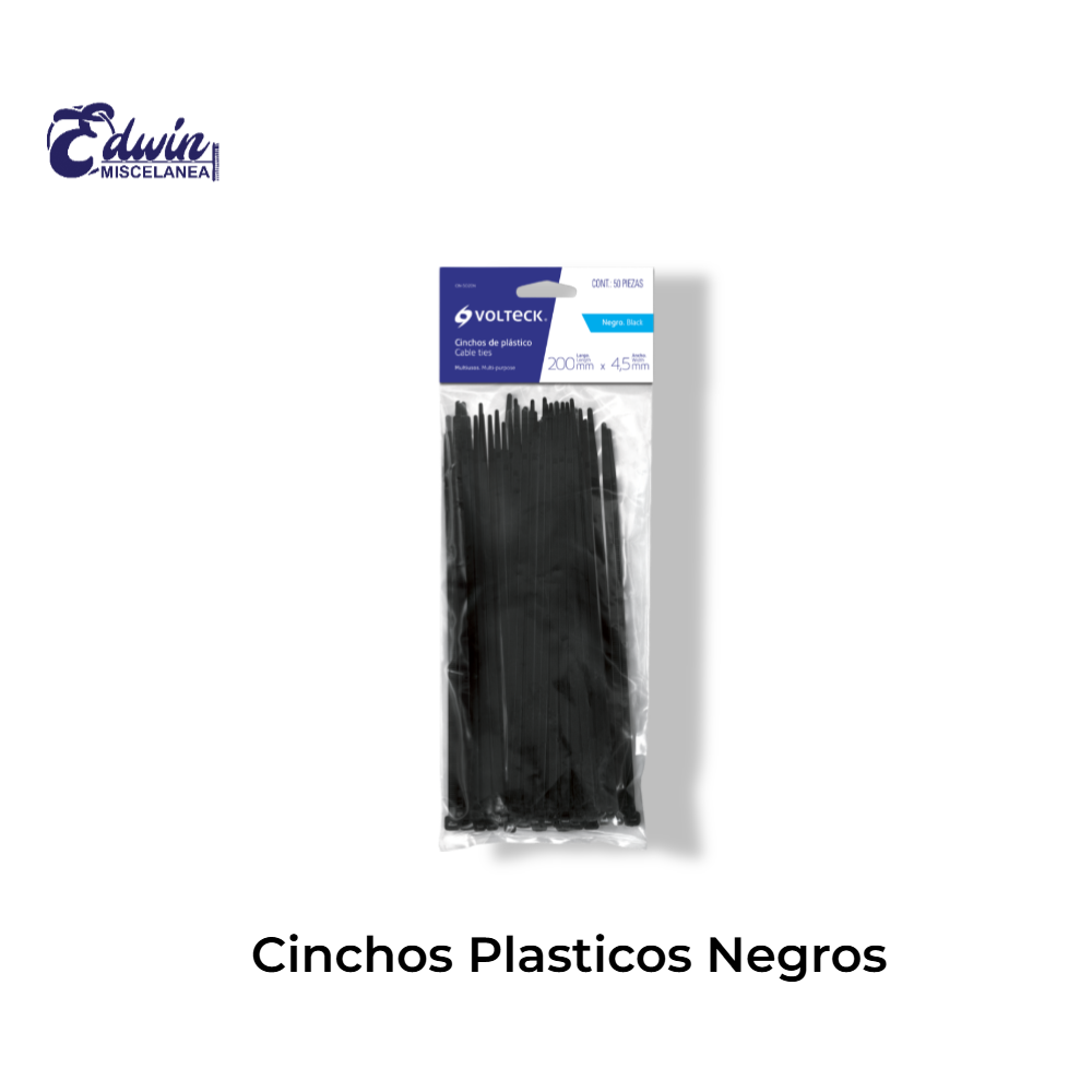 CINCHO PLASTICO 50 LBS 300 MM NEGRO – MISCELANEA EDWIN
